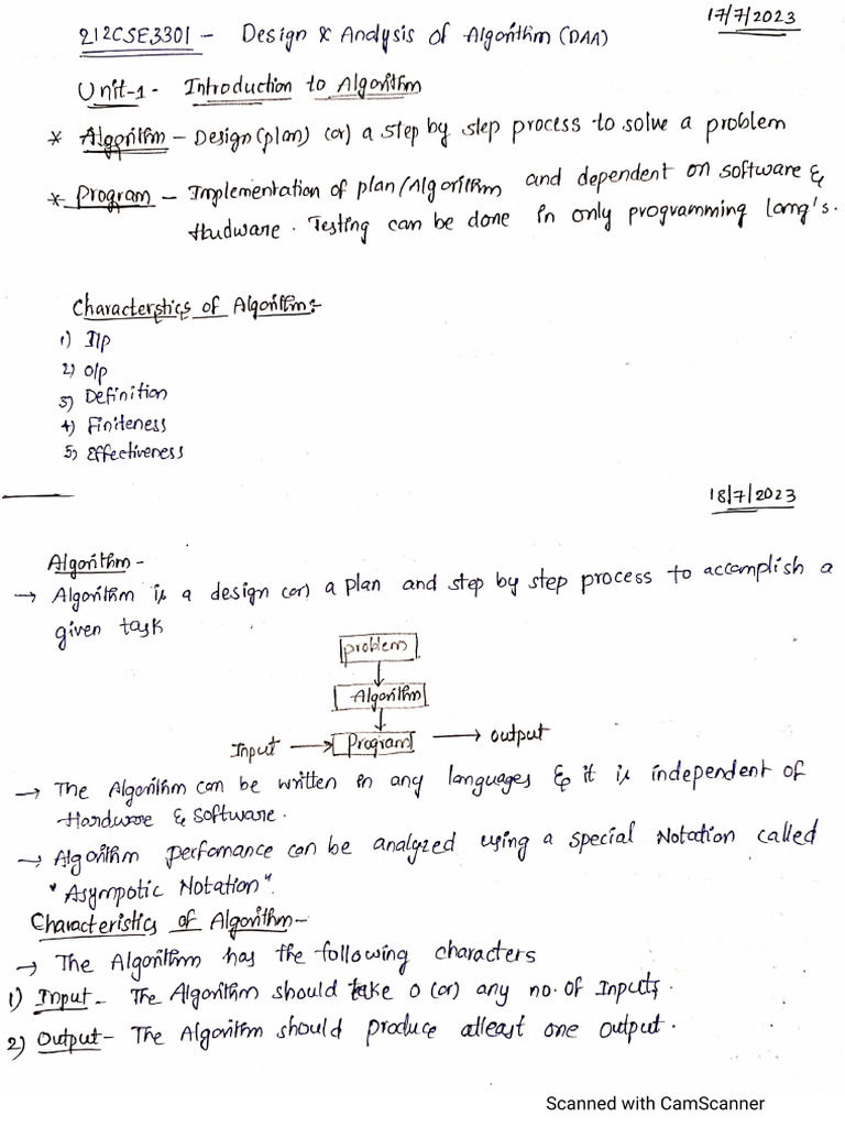 DAA UNIT 1 - Class Notes | PDF