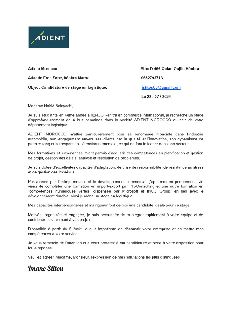 Demande Adient | PDF