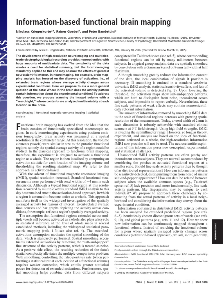 Nikolaus Kriegeskorte, Rainer Goebel and Peter Bandettini - Information ...