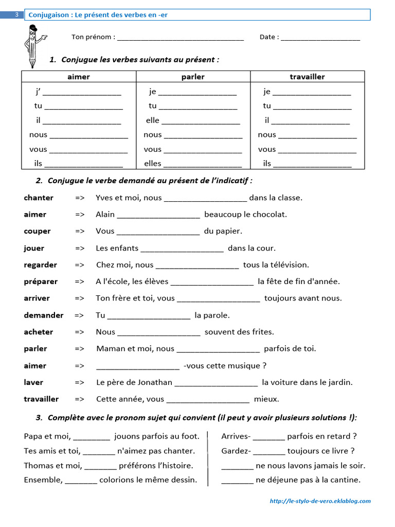 Exos-Le-Present-Des-Verbes-En-Er (Dragged) | PDF