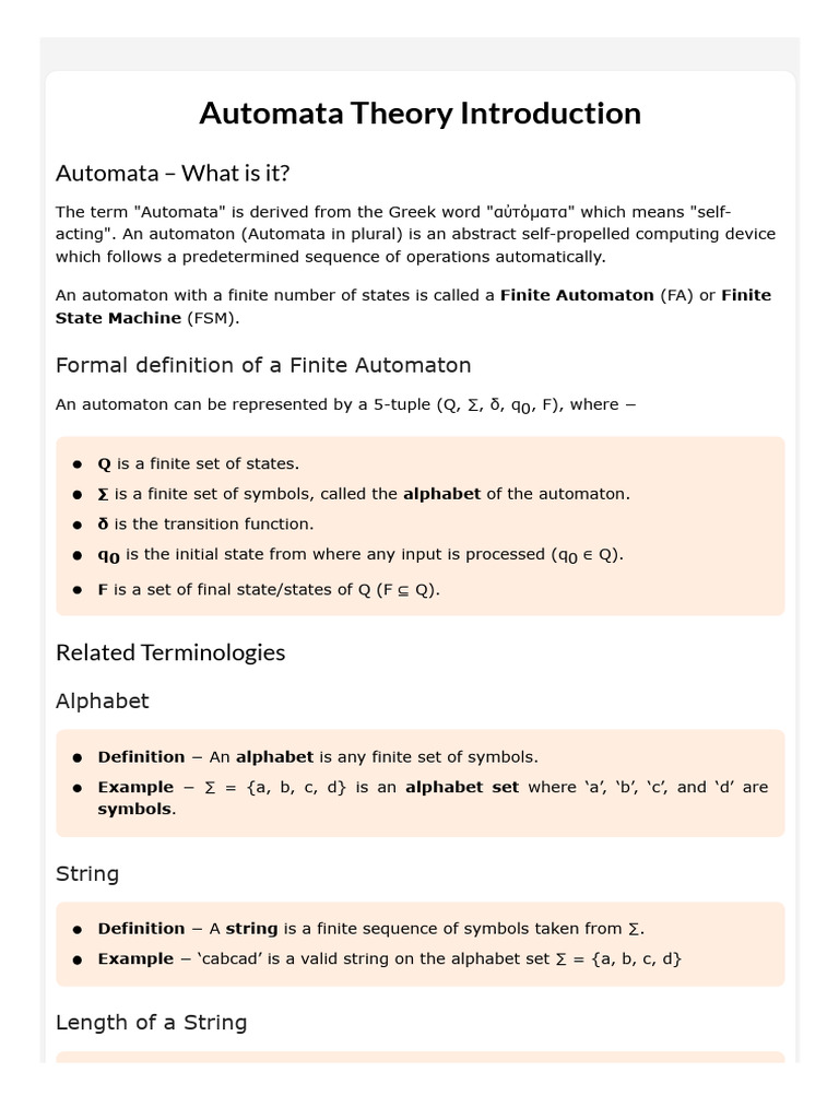 Automata Theory Tutorial-2 | PDF
