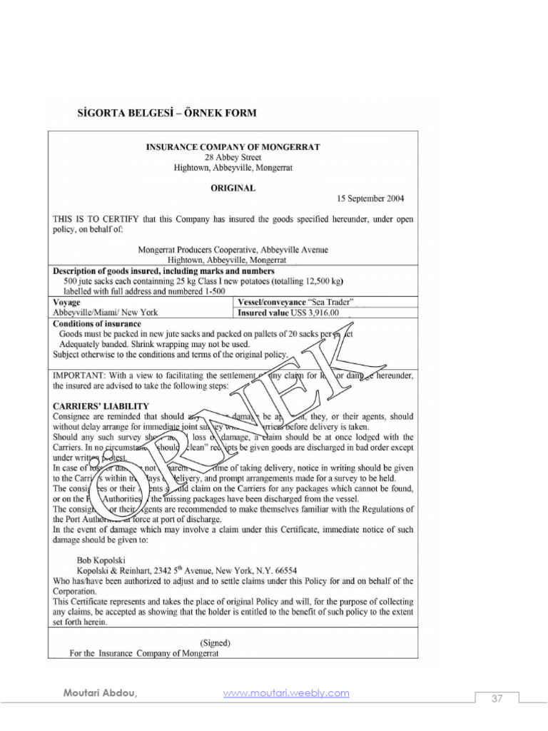 Certificate of Insurance | PDF