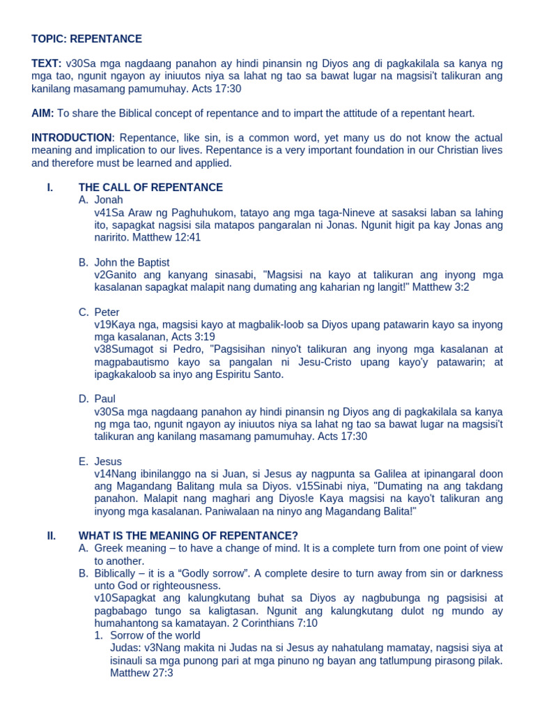 Discipleship REPENTANCE | PDF