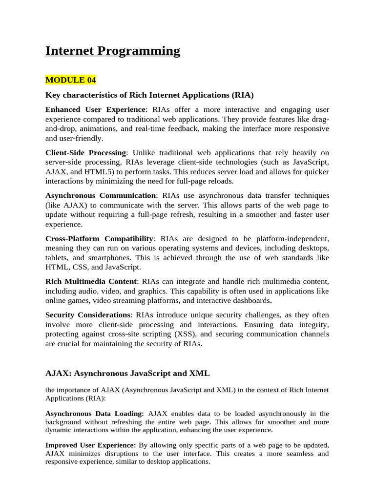 Key Features of Rich Internet Apps | PDF | Ajax (Programming) | J Query