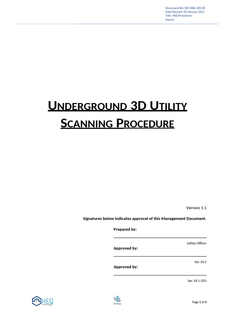 Procedure - Underground 3D Utility Scanning - 2021 | PDF