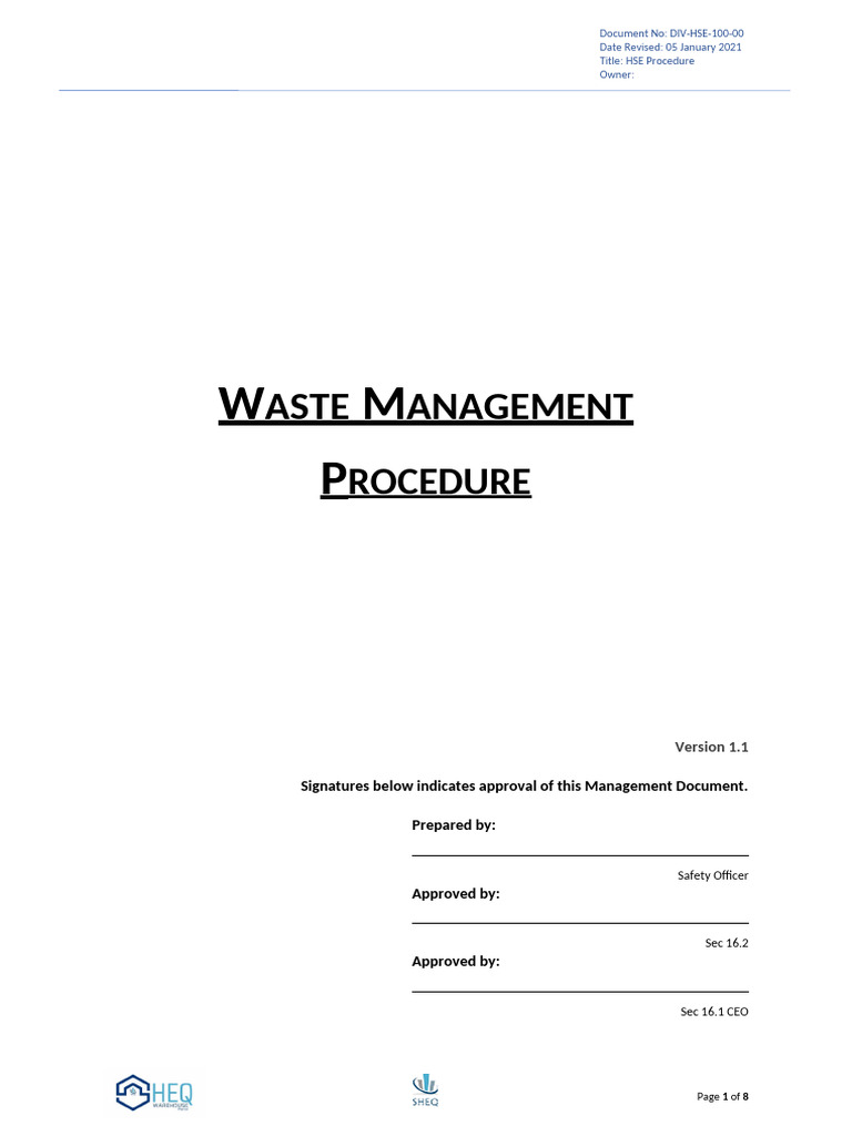 Procedure - Waste Management - 2021 | PDF