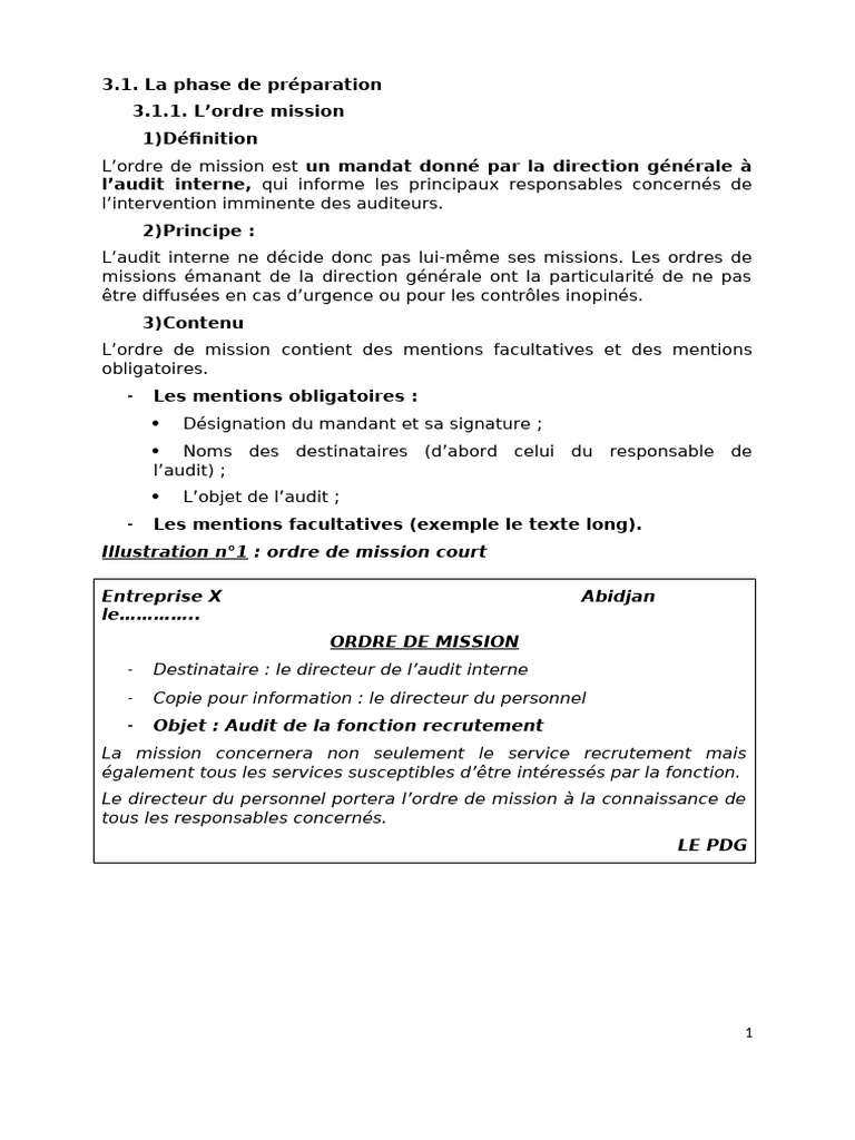 Réalisation Mission Audit Interne | PDF