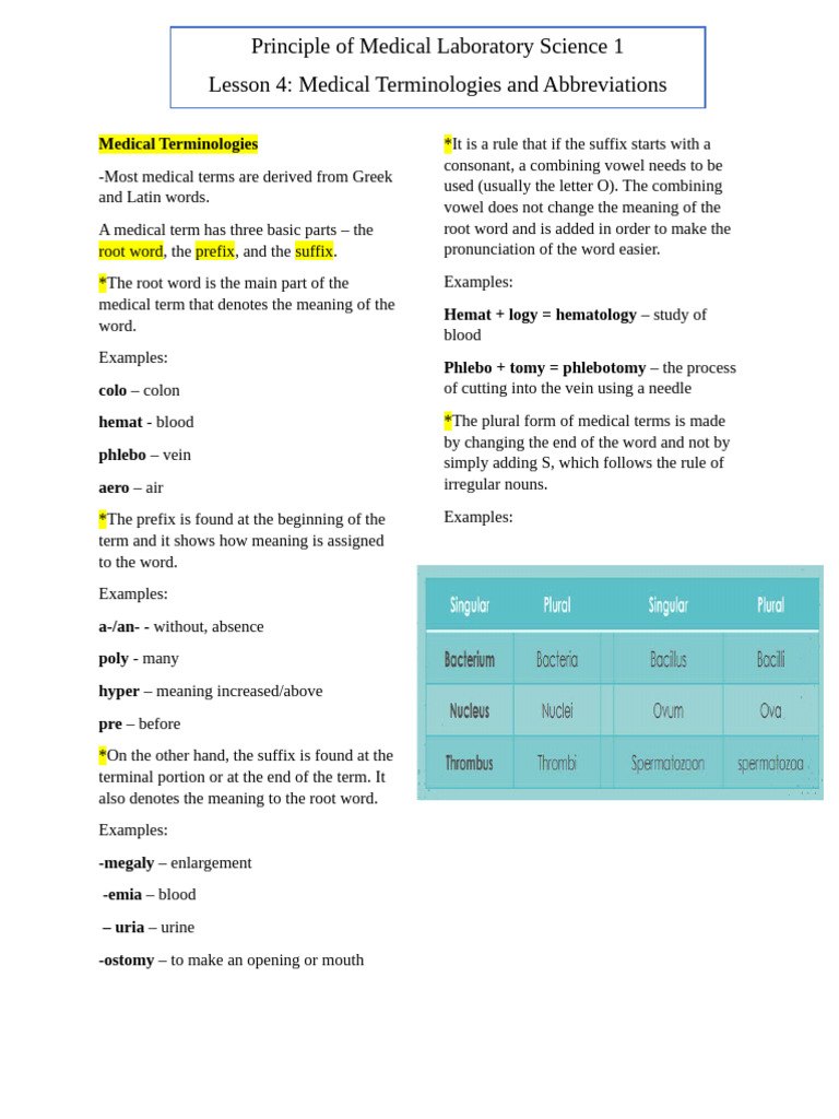 Principle of Medical Laboratory Science Notes (Lesson 4) | PDF