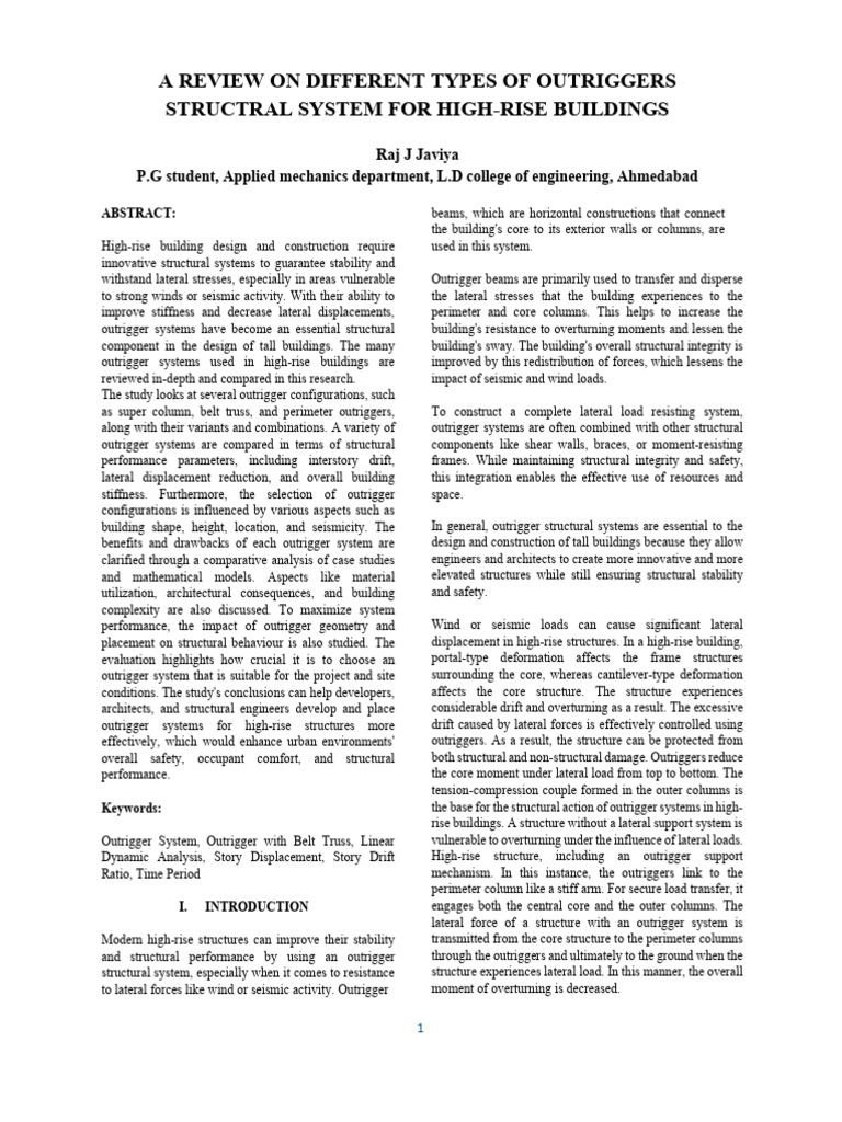 Review Paper On Different Types of Outrigger Structural System For High ...