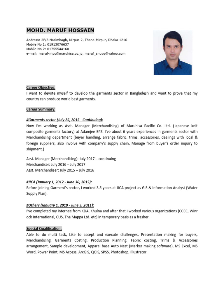 Mohd - Maruf - Hossain - CV (Details) | PDF