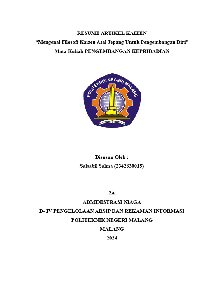 Resume Artikel Kaizen | PDF