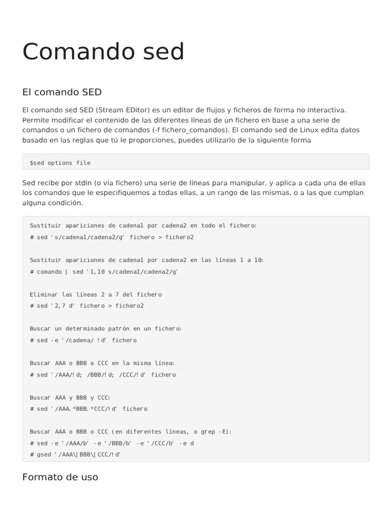 Comando Sed | PDF