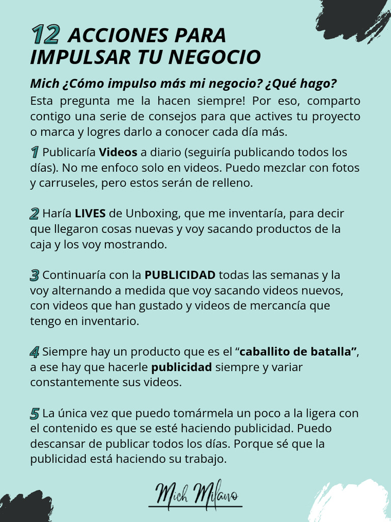 12 Acciones Para Impulsar Tu Negocio | PDF