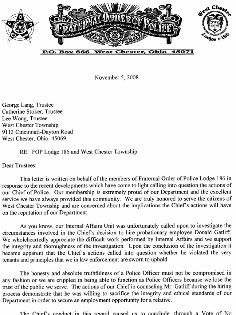 Union Letter | PDF | Integrity | Police