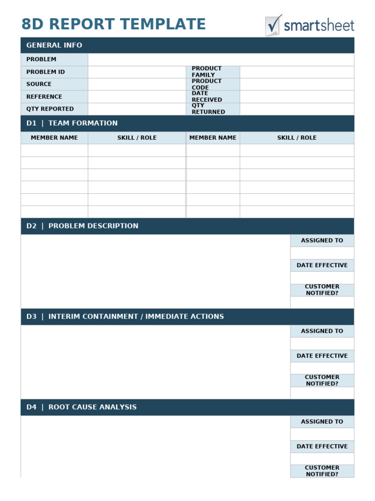 IC Six Sigma 8D Report Template | PDF