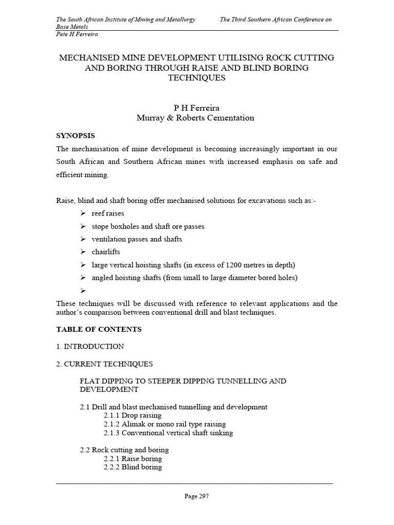 Drop Raised Drilling | PDF | Mining | Drilling