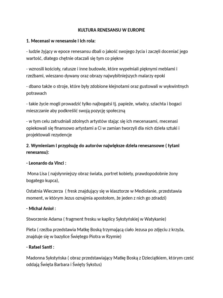 Kultura Renesansu W Europie | PDF
