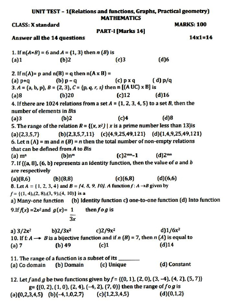 Mathematics Question Paper | PDF