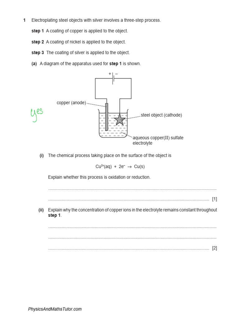 downloadChemistryGCSETopic QsCIE IGCSE5 Electricity and ChemistrySet ...