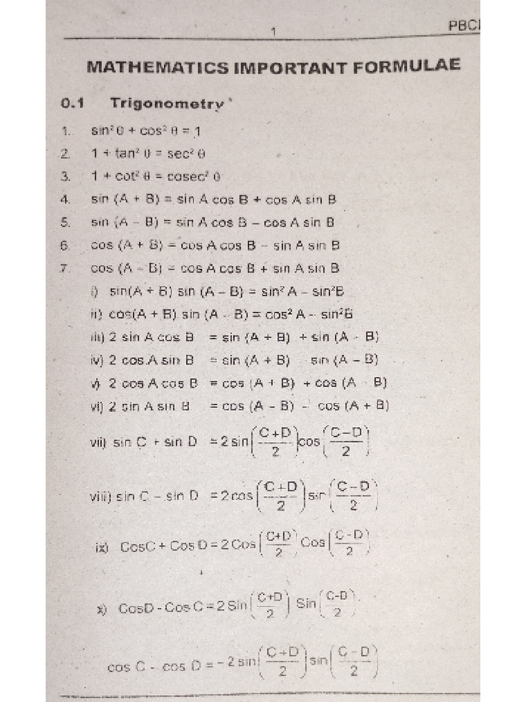 trigonometry formule | PDF