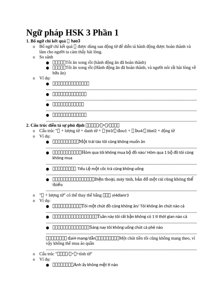 Ôn-tập-ngữ-pháp-HSK-3 | PDF