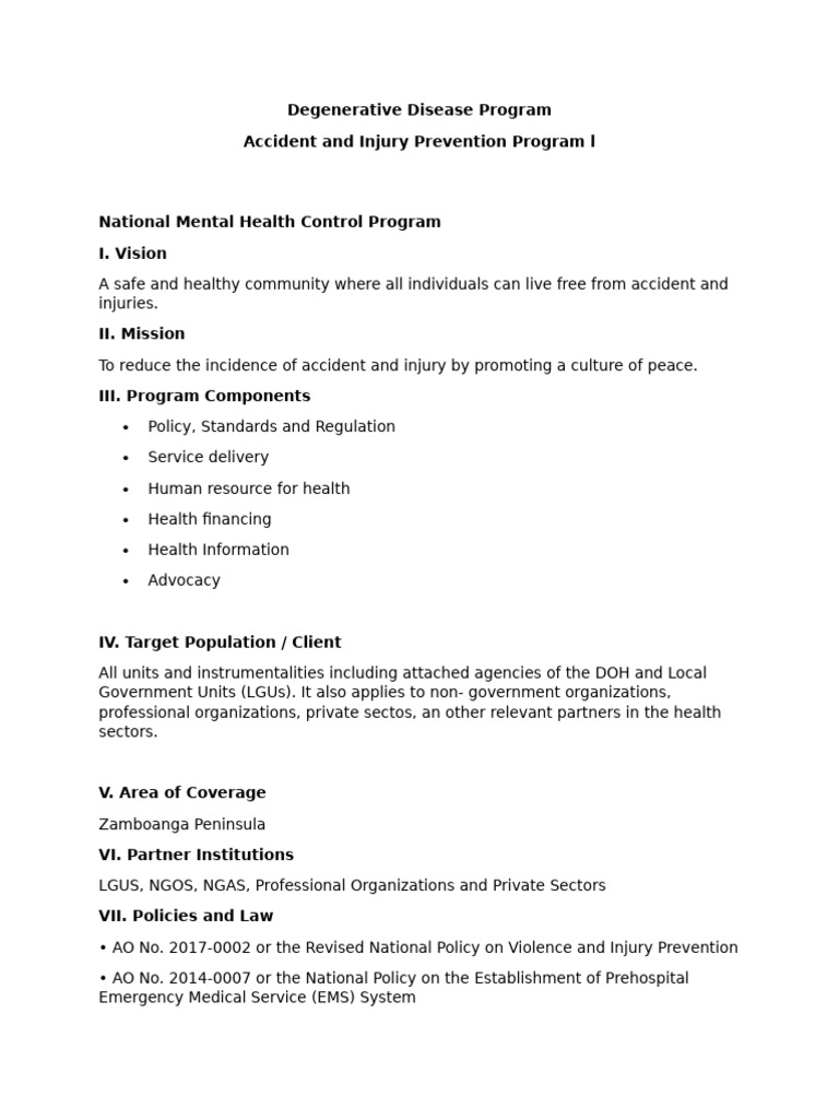 Zamboanga Accident Prevention Program | PDF | Occupational Safety And ...