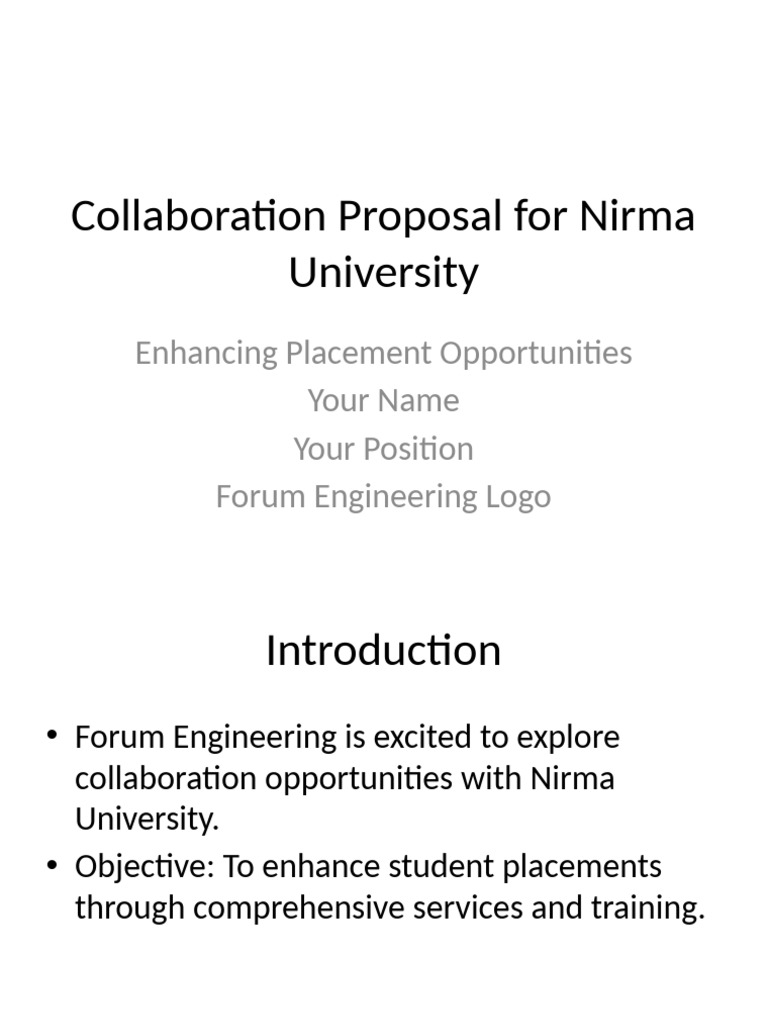 Nirma University Collaboration Proposal Visual | PDF