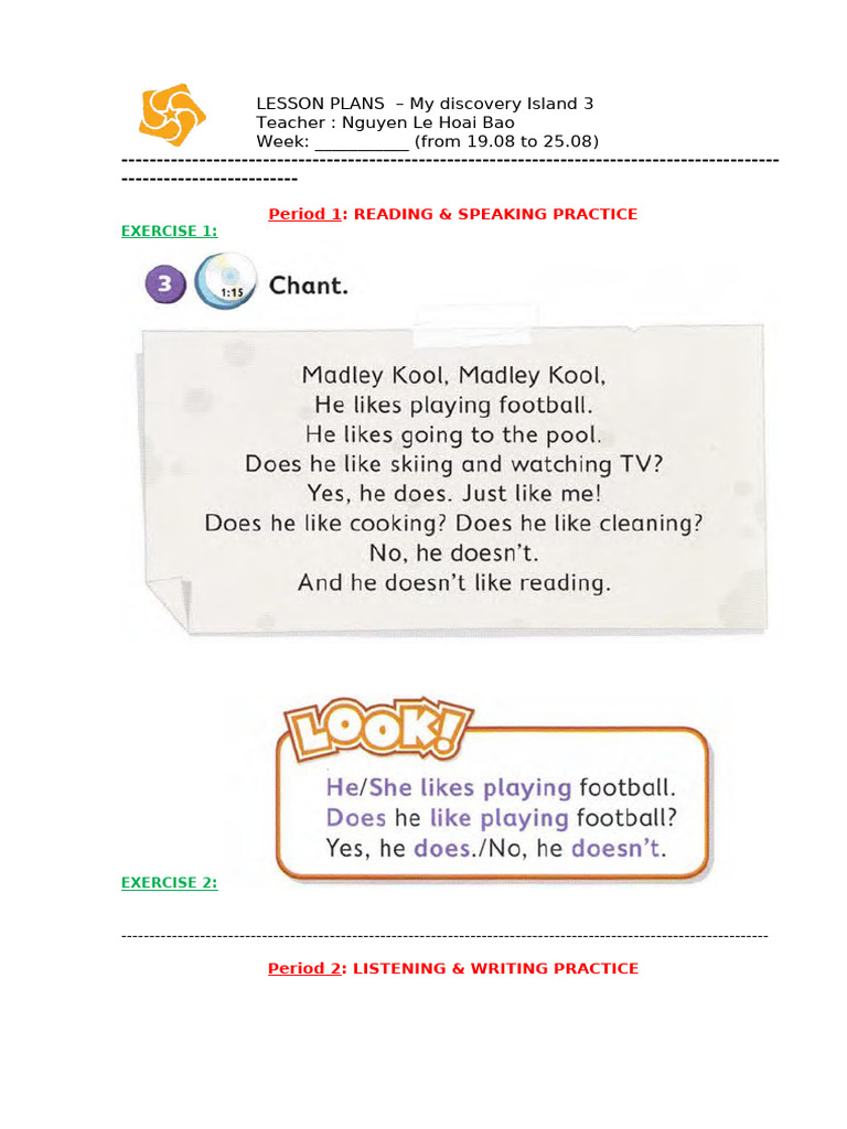 LESSON PLANS - Our Discovery Island 3 (19-25.08) | PDF