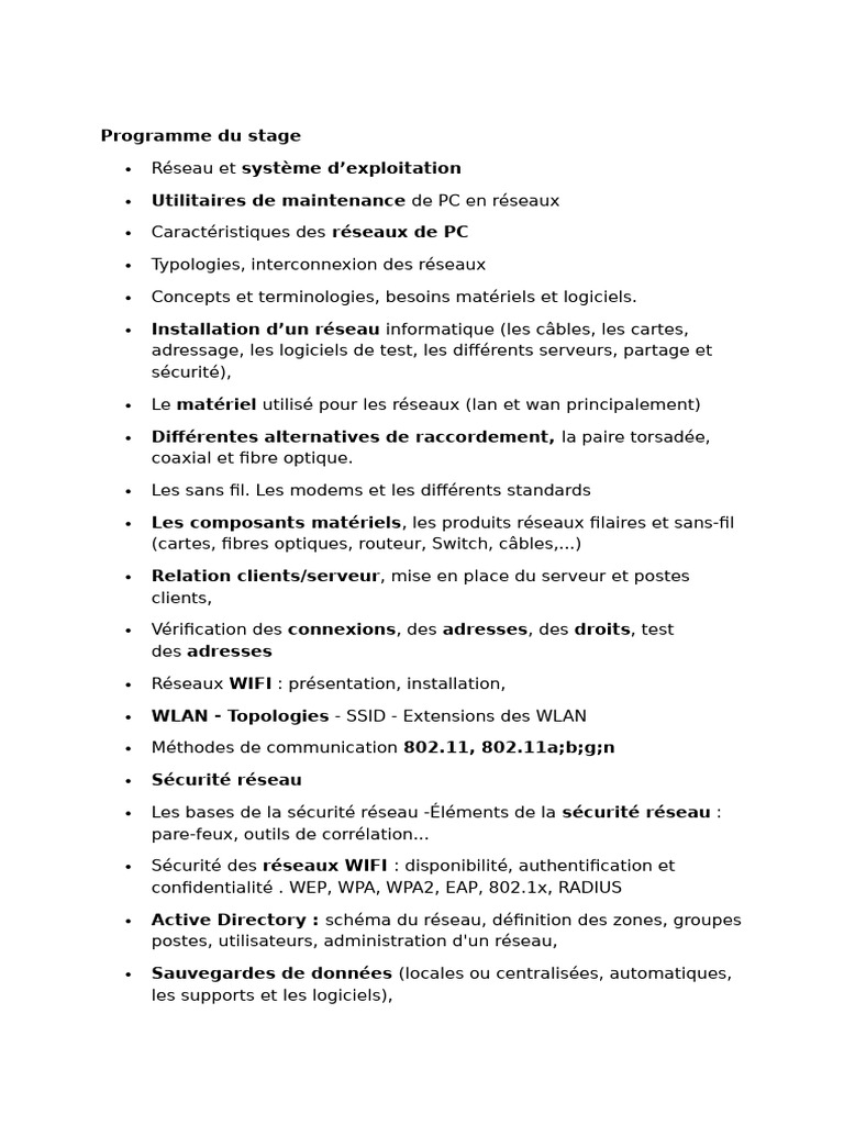 Programme Du Stage | PDF