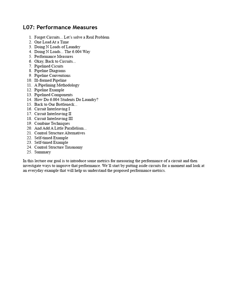 L07 - Performance Measures | PDF
