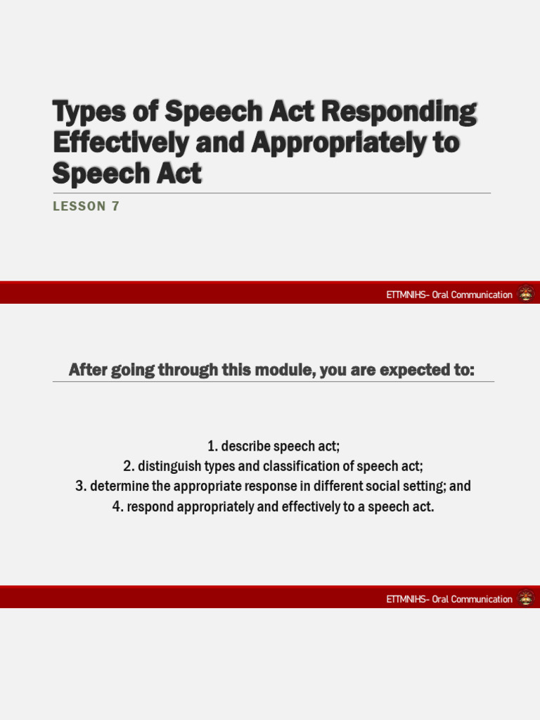 Lesson 7 Types of Speech Act | PDF