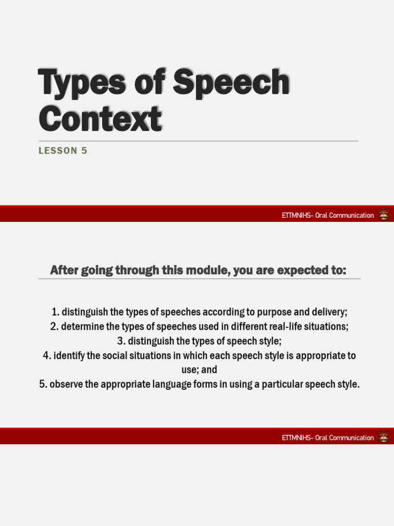 Lesson 6 - Types of Speeches | PDF