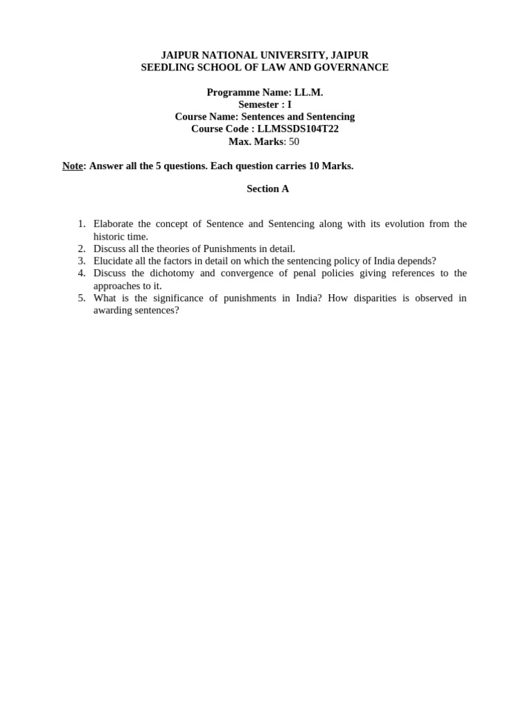 Sentence And Sentencing Llm Pdf