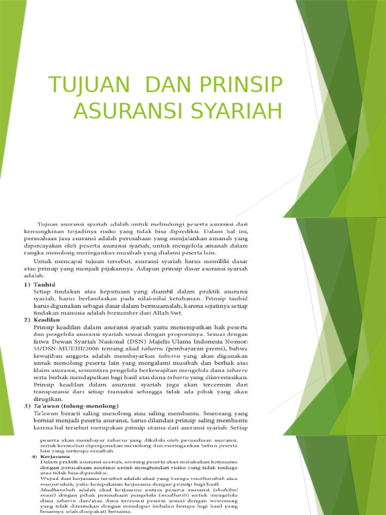 Tujuan Dan Prinsip Asuransi Syariah | PDF
