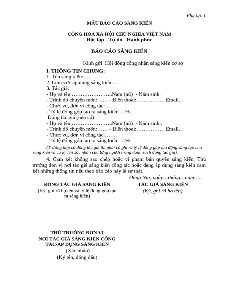 Mau BC SKKN 2021 | PDF