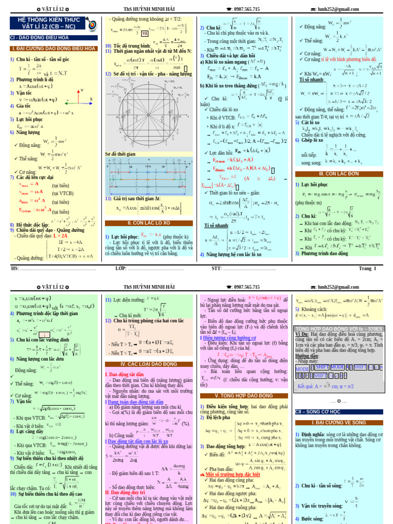 Q0 To Tong Hop Cong Thuc 2022 | PDF