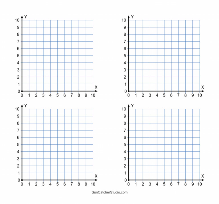 Printable Grid Paper 4 10x10 1 Quadrant 010101 4477bb | PDF