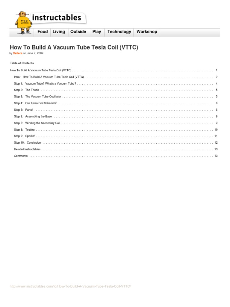 How To Build A Vacuum Tube Tesla Coil VTTC | PDF | Vacuum Tube | Inductor