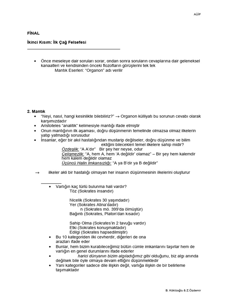 Felsefe Final Bölümleri | PDF