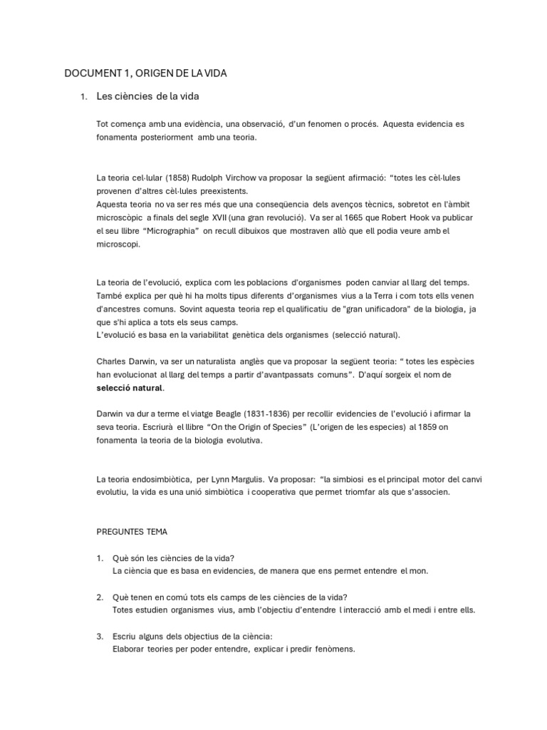 Apunts Bio Parcial 1 | PDF