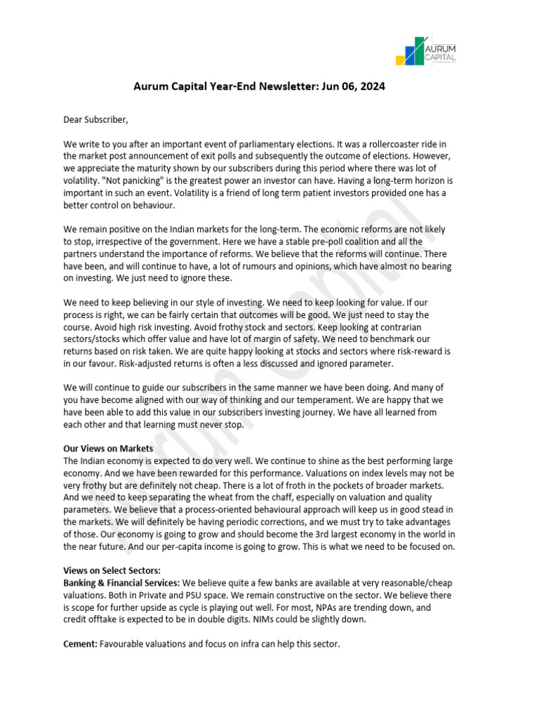 Aurum Capital Note Jun 06 2024 | PDF