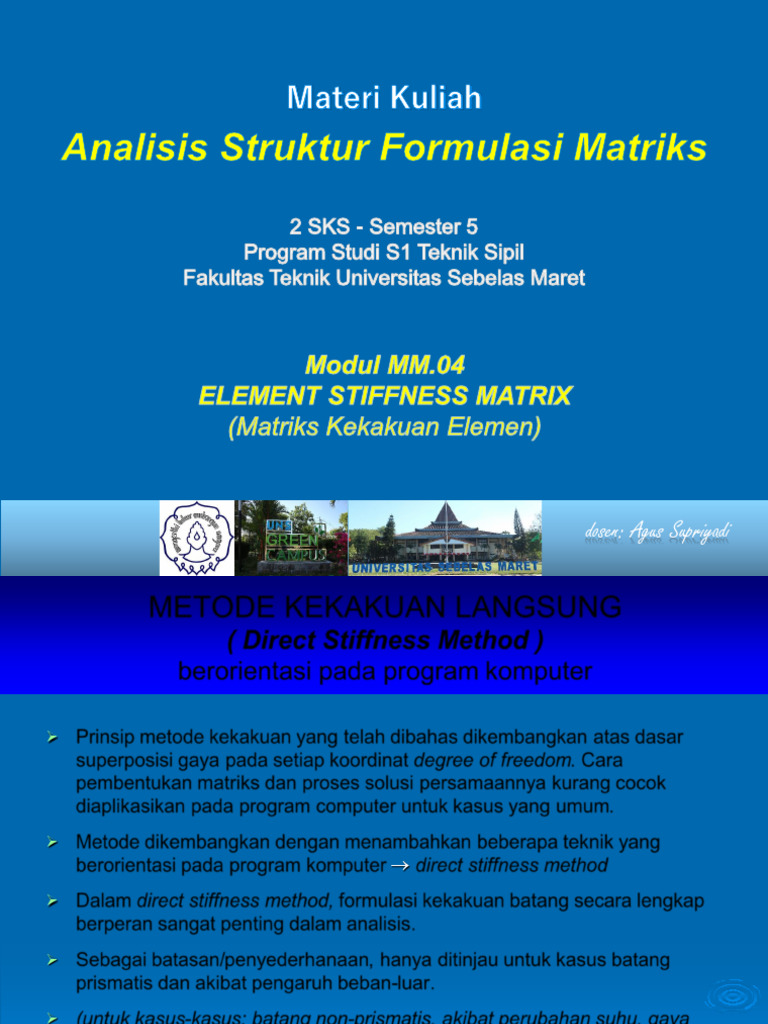 MM.04 Stiffness Matrix Formulation | PDF