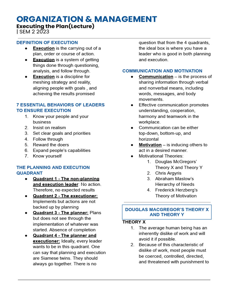 Executing The Plan | PDF