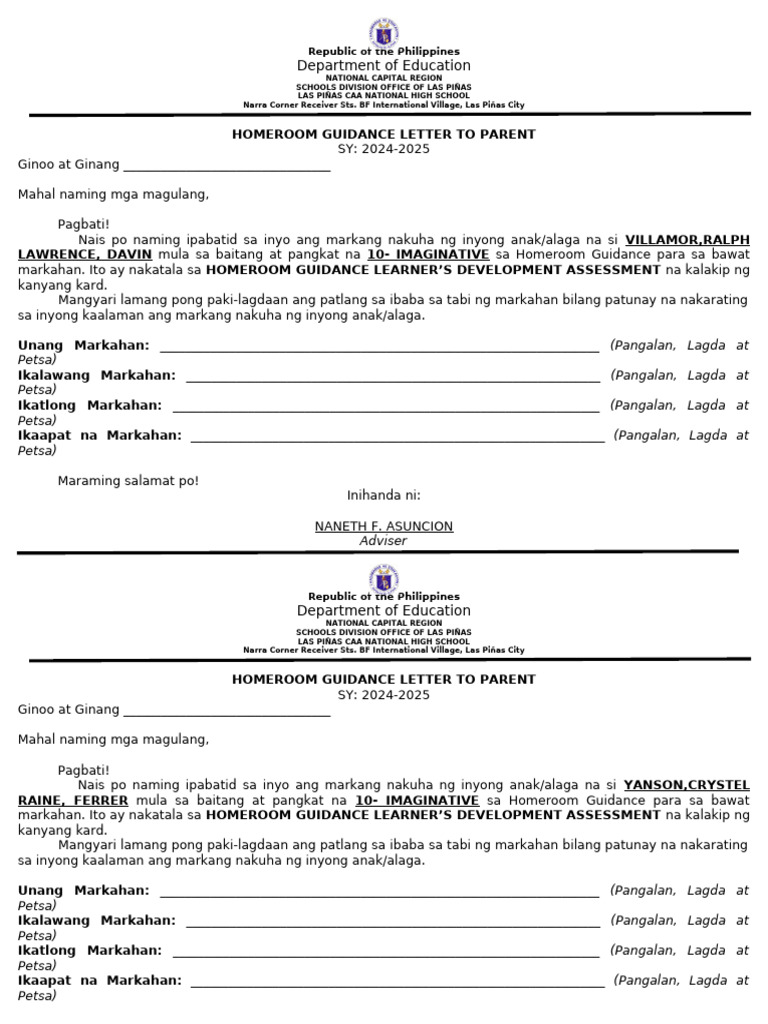 HGP-LETTER-TO-PARENT | PDF