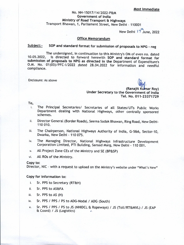 SOP and Standard Format For Submission of Proposals To NPG | PDF