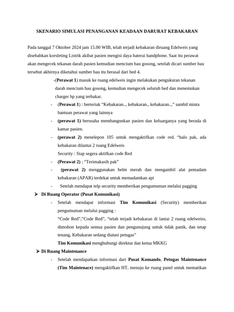 Skenario Simulasi Penanganan Kebakaran | PDF