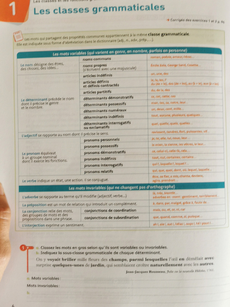 Classes Grammaticales | PDF