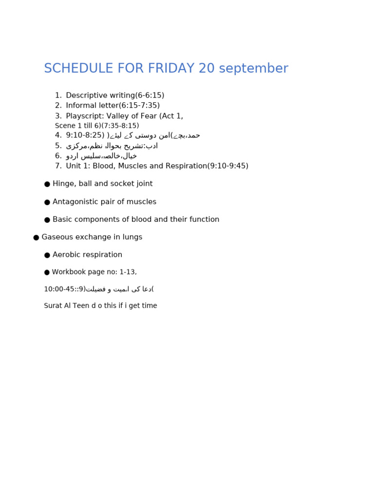 FRIDAY Schedule | PDF