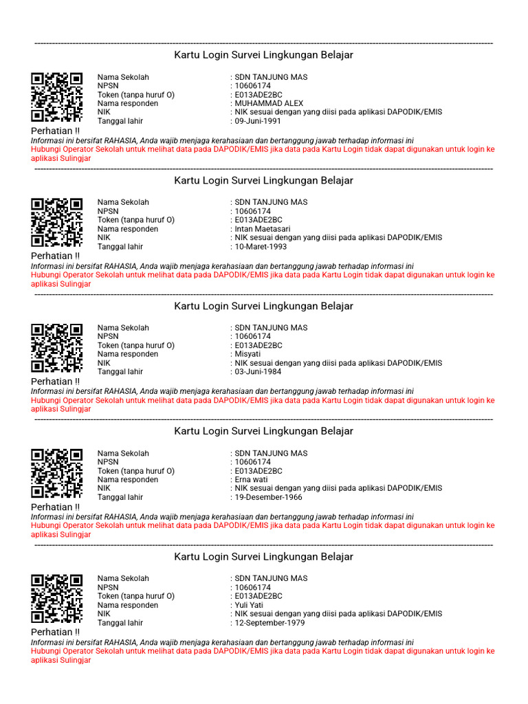 Kartu Login Semua | PDF