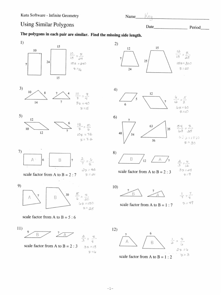 Using Similar Polygons Worksheet | PDF